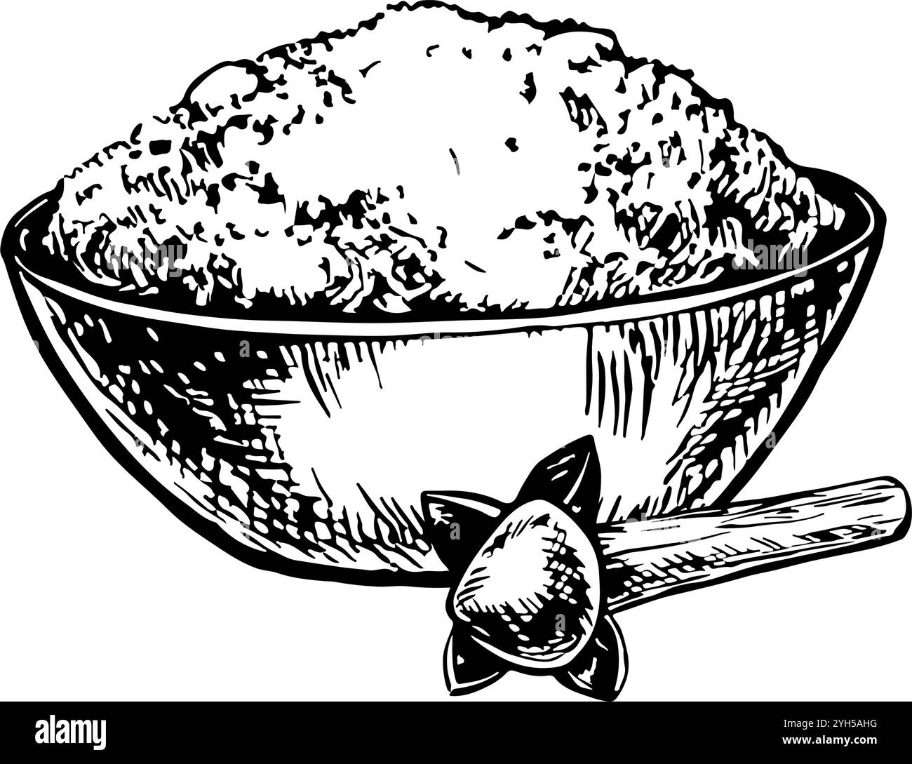 Crushed clove spice in a bowl. Vector graphics with the image of ...