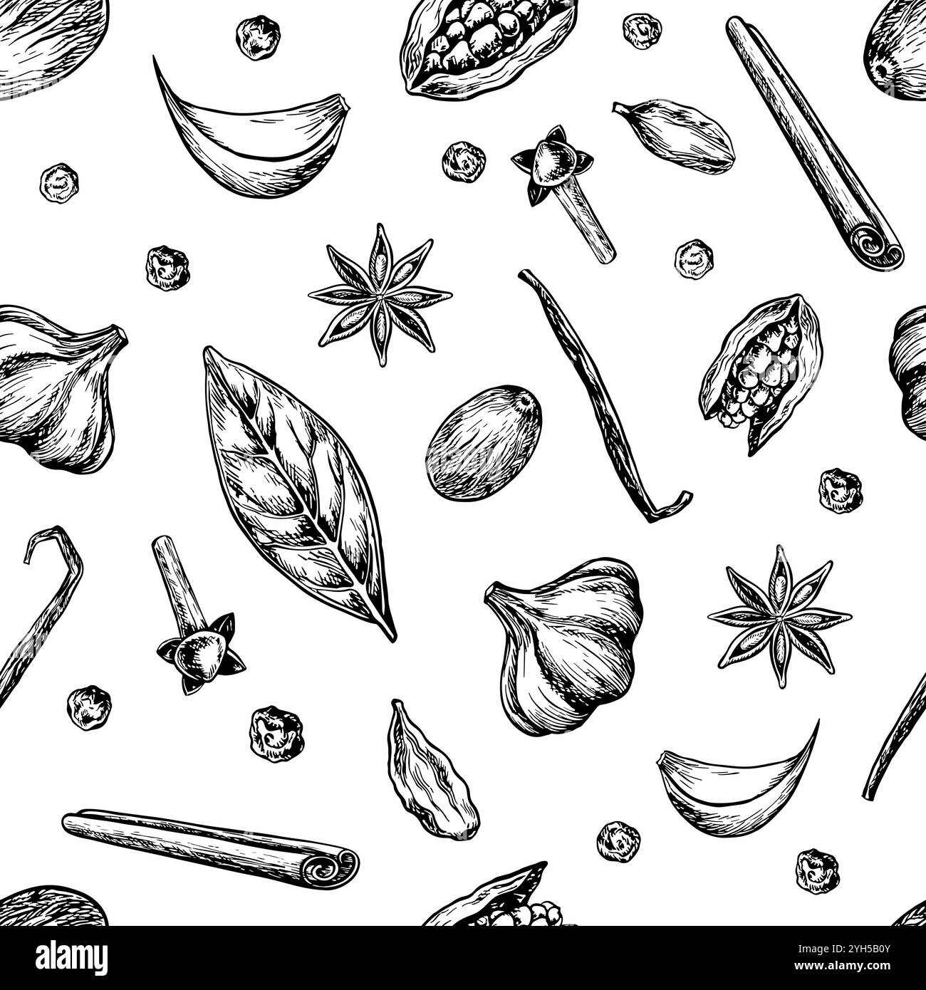 Seamless pattern with spices. Vector graphics with the image of ...