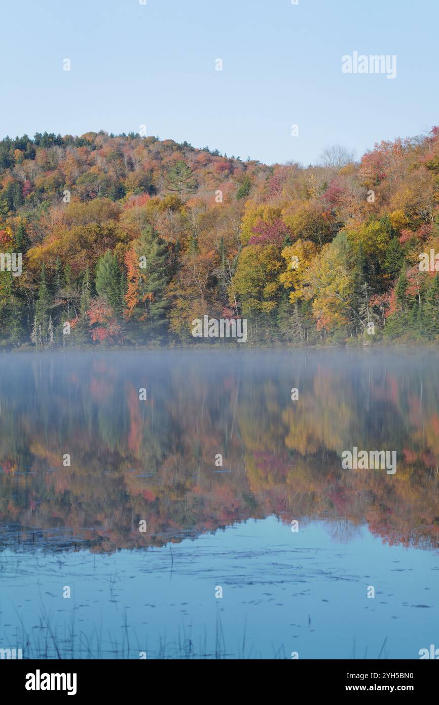 The brilliant fall foliage in the Adirondack Mountains of Upstate New ...