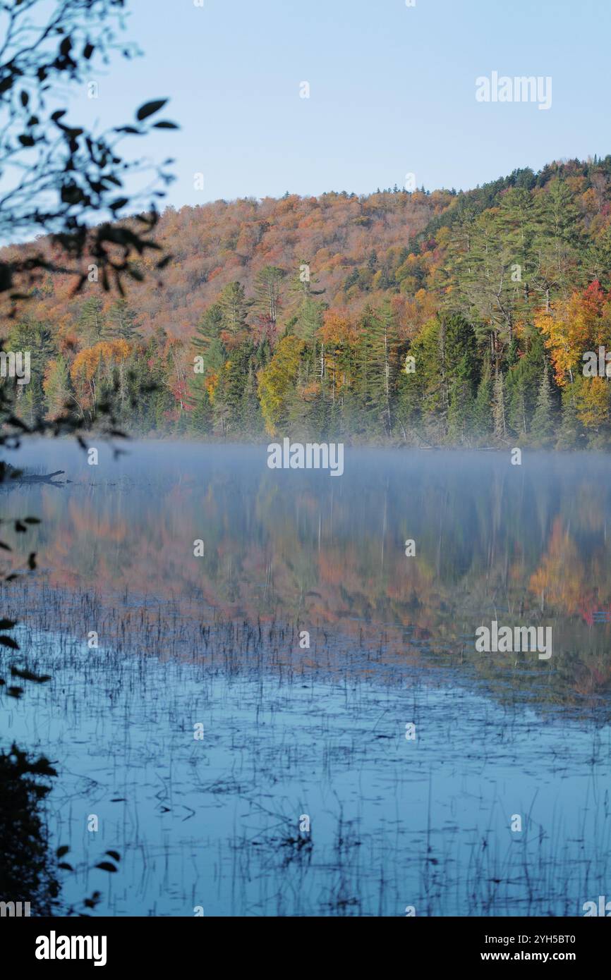 The brilliant fall foliage in the Adirondack Mountains of Upstate New ...