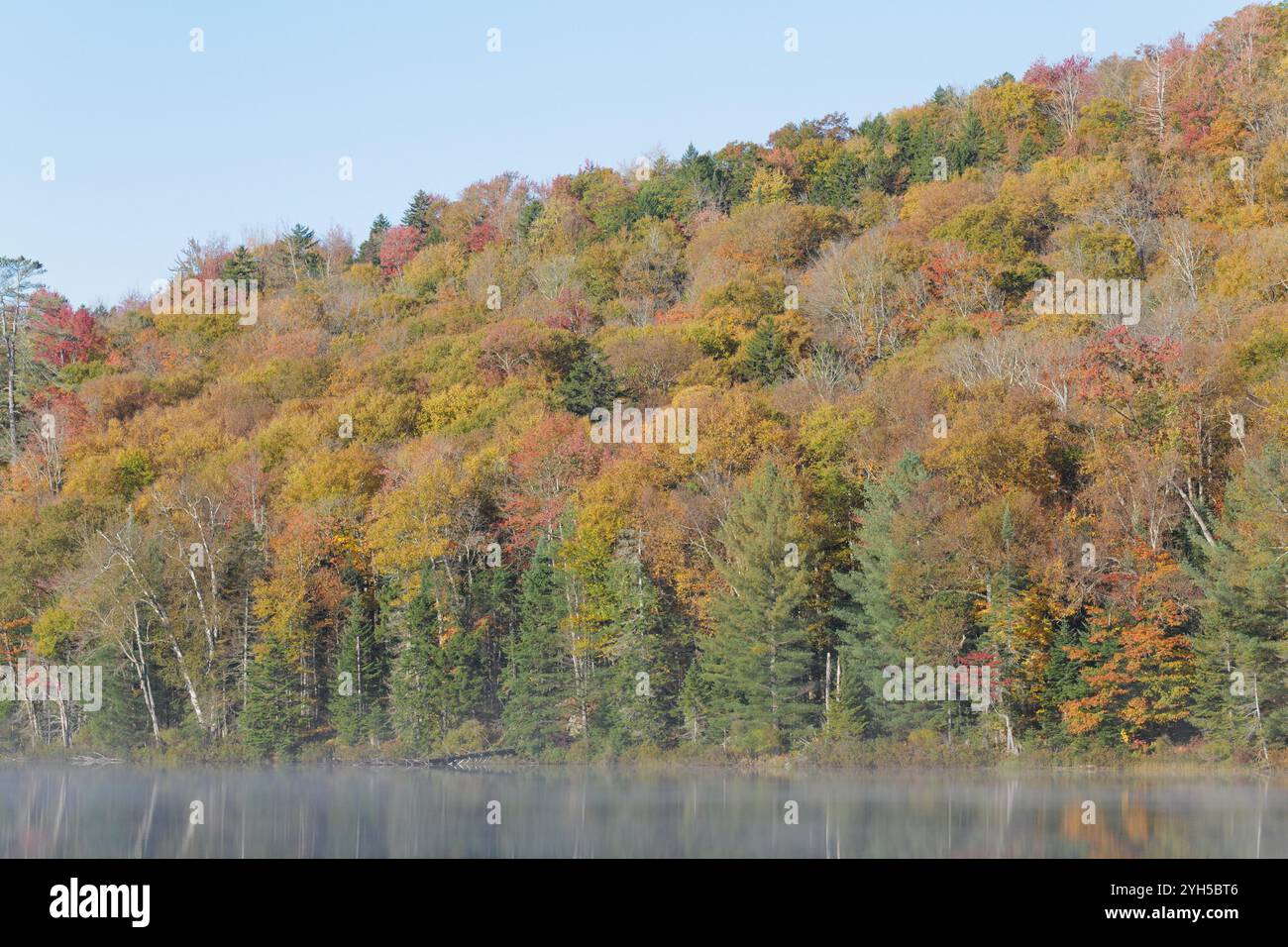The brilliant fall foliage in the Adirondack Mountains of Upstate New ...
