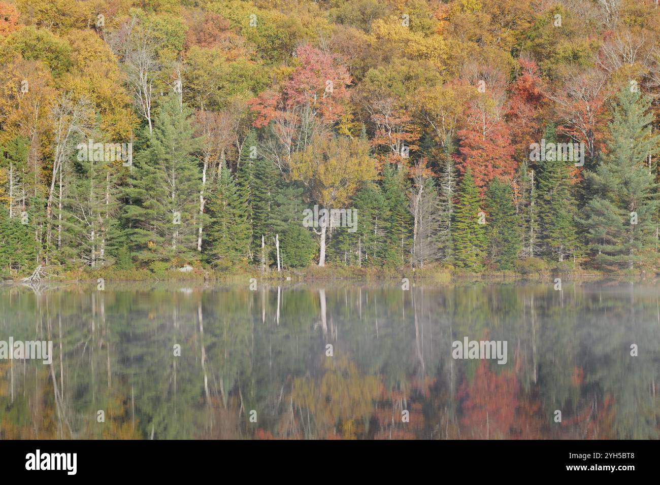 The brilliant fall foliage in the Adirondack Mountains of Upstate New ...