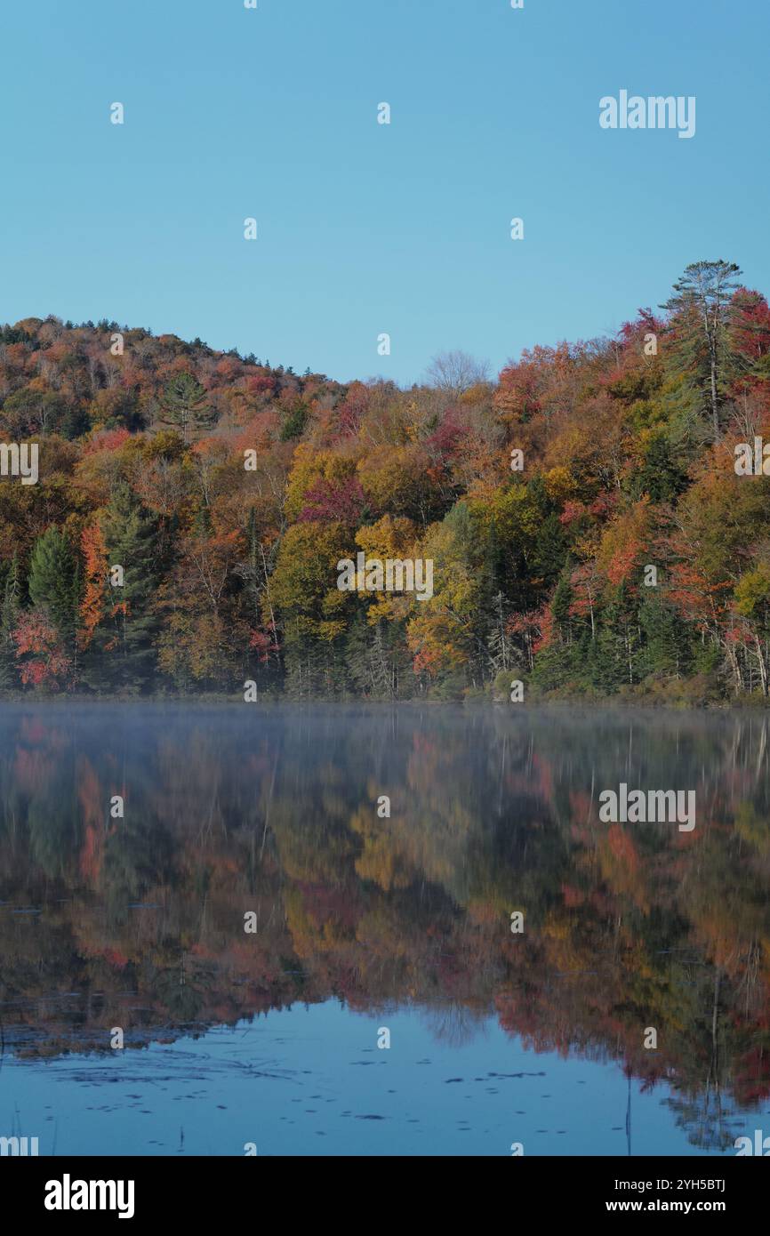 The brilliant fall foliage in the Adirondack Mountains of Upstate New ...