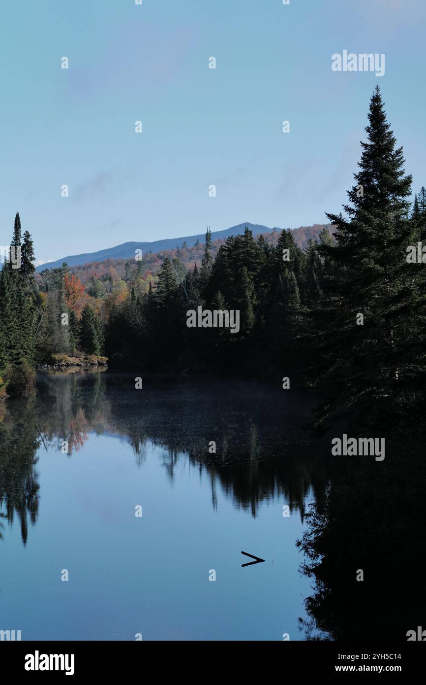 The brilliant fall foliage in the Adirondack Mountains of Upstate New ...