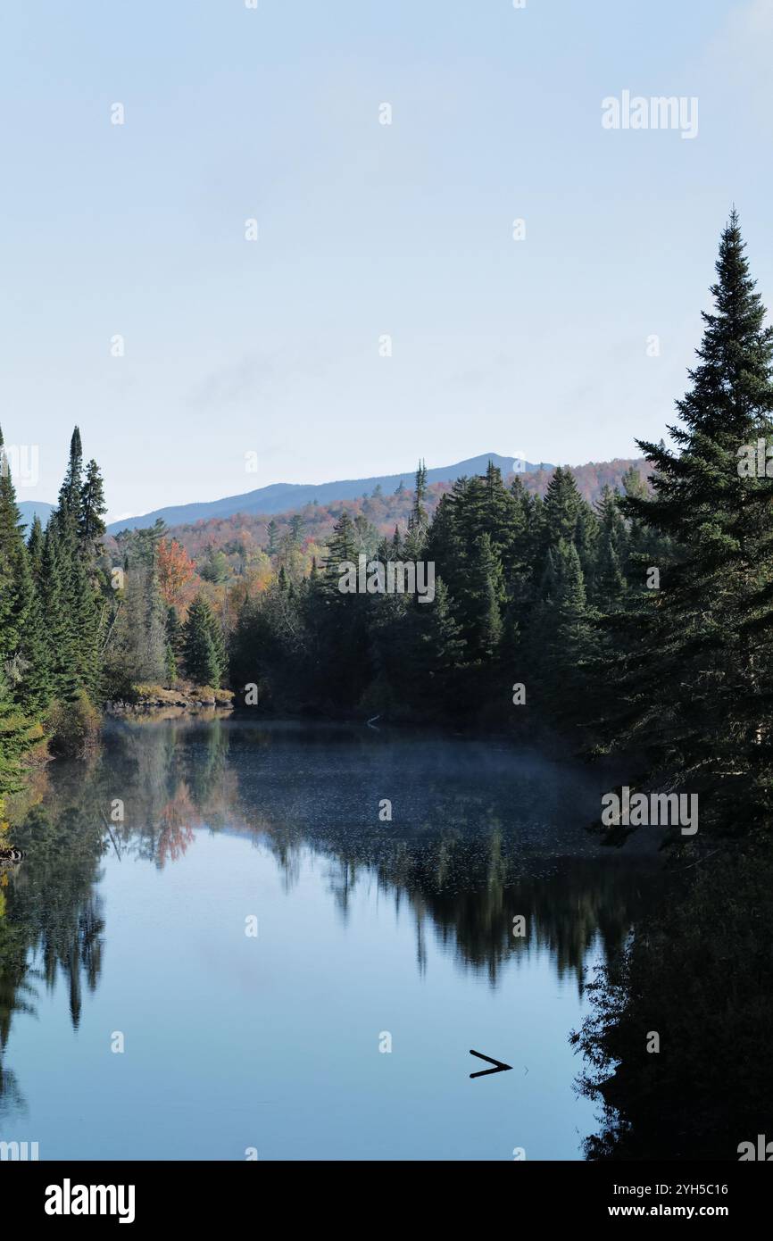 The brilliant fall foliage in the Adirondack Mountains of Upstate New ...