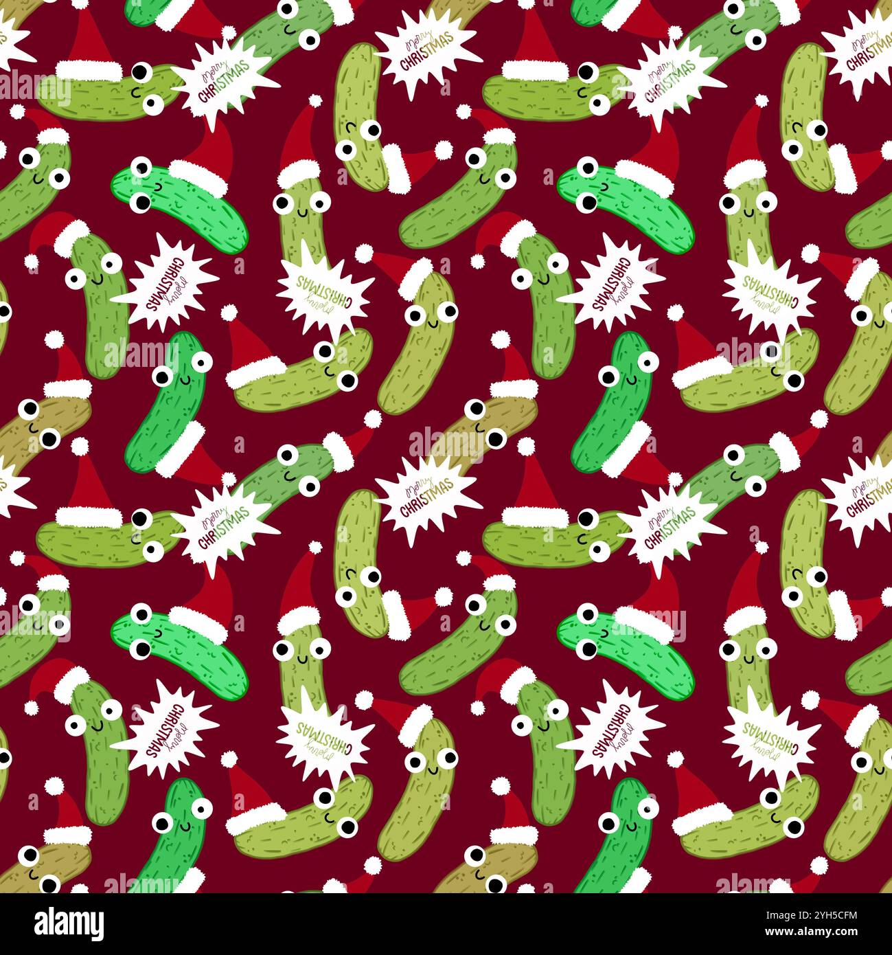Christmas vegetable seamless cucumber pattern for wrapping paper and ...