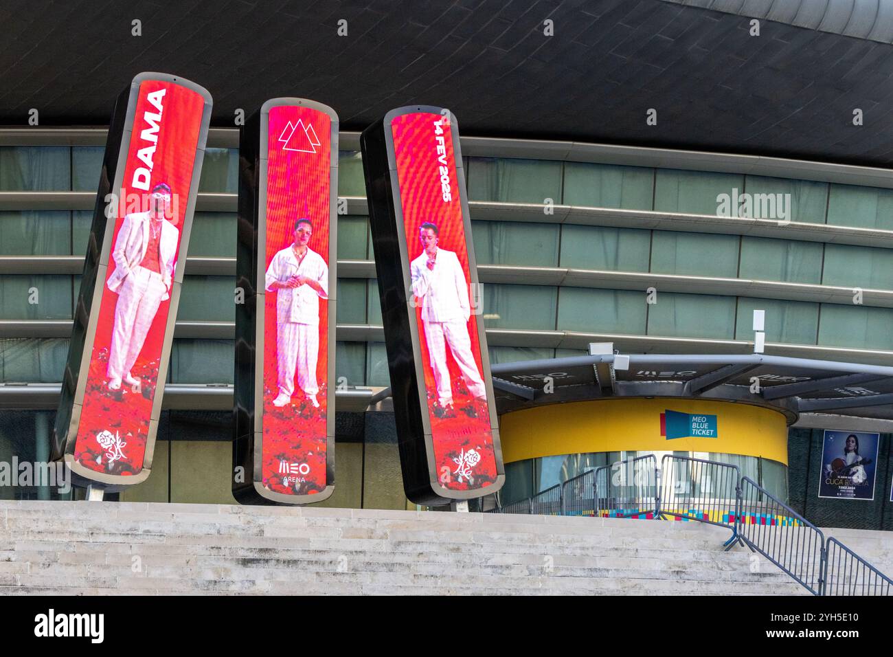 Vertical screens displaying d.A.M.A. Band members promoting their ...