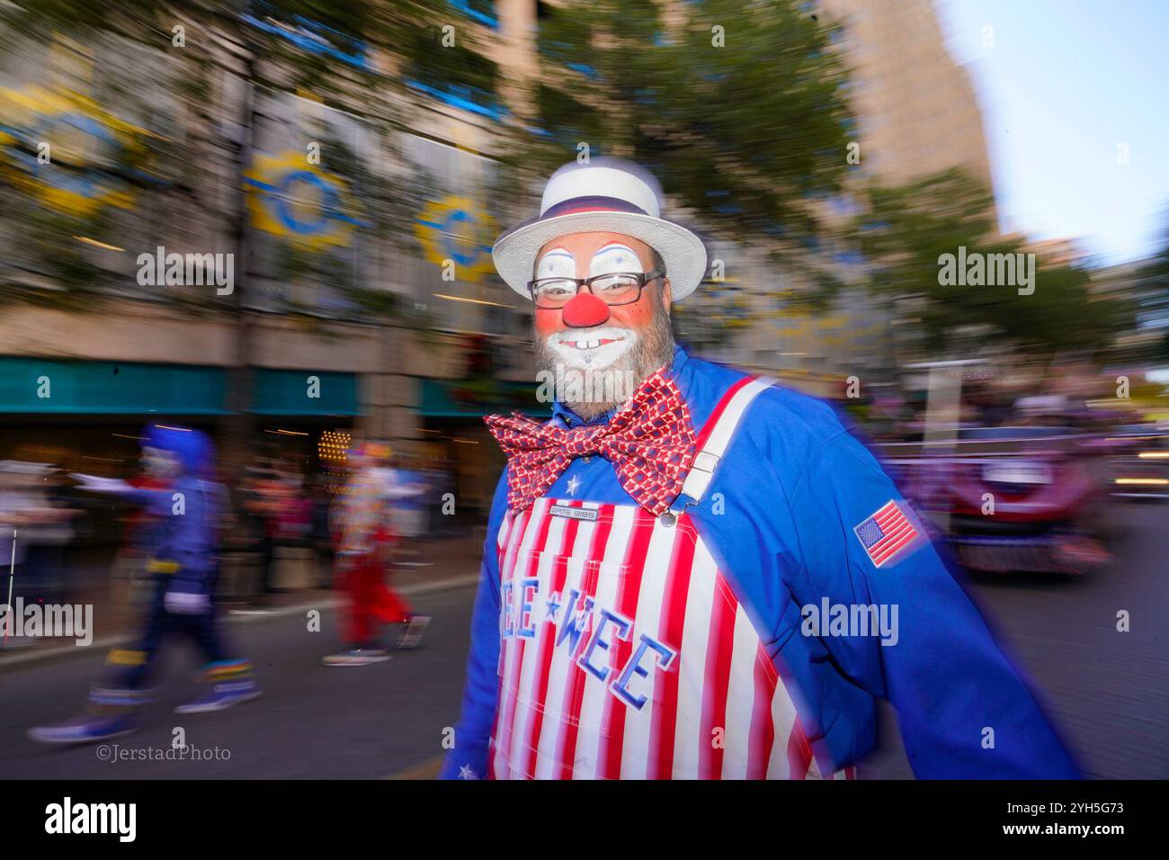 Pee Wee the Clown is decked out in red, white, and blue during Saturday ...