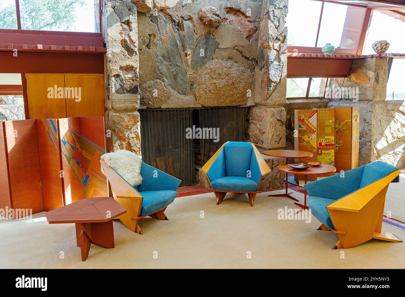 Interior view; Frank Lloyd Wright's Taliesin West; Scottsdale; Arizona ...