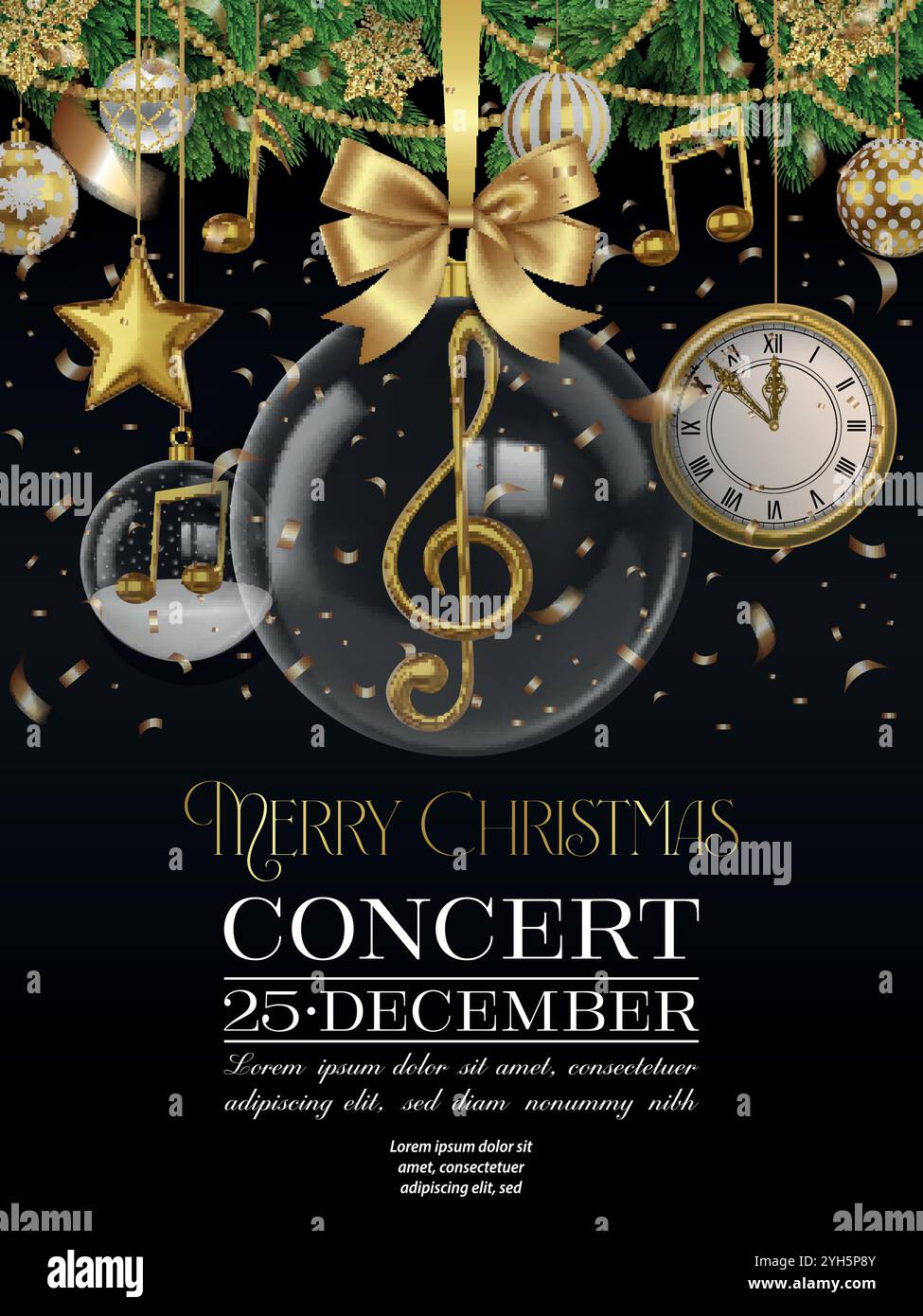 Musical notes christmas decoration Stock Vector Images - Alamy