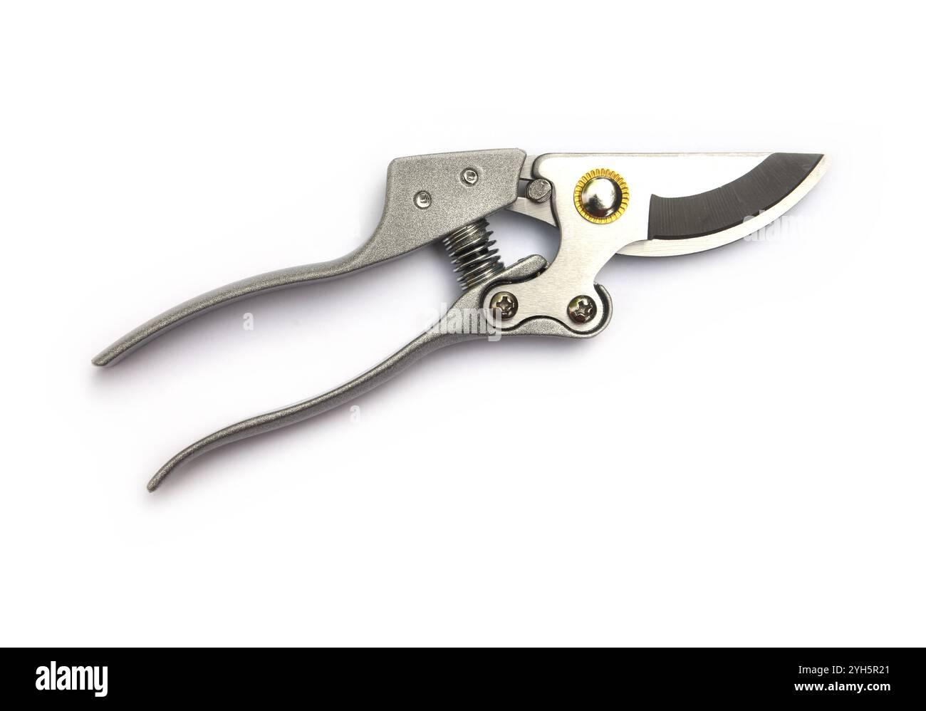 Silver garden secateurs isolated on a white background Stock Photo - Alamy
