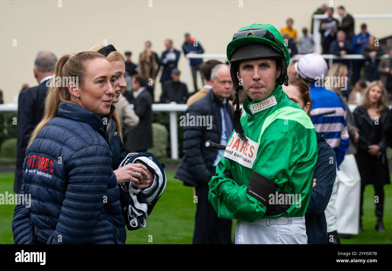 Jockey Kielan Woods and Ben Pauling Racing stable staff wait ahead of ...