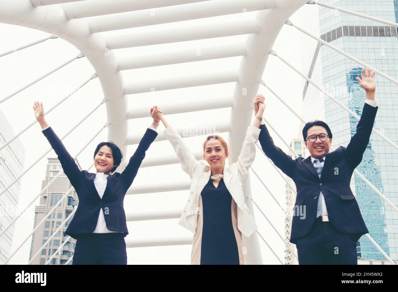 Teamwork Together Concept. Group of diversity people high five on air ...