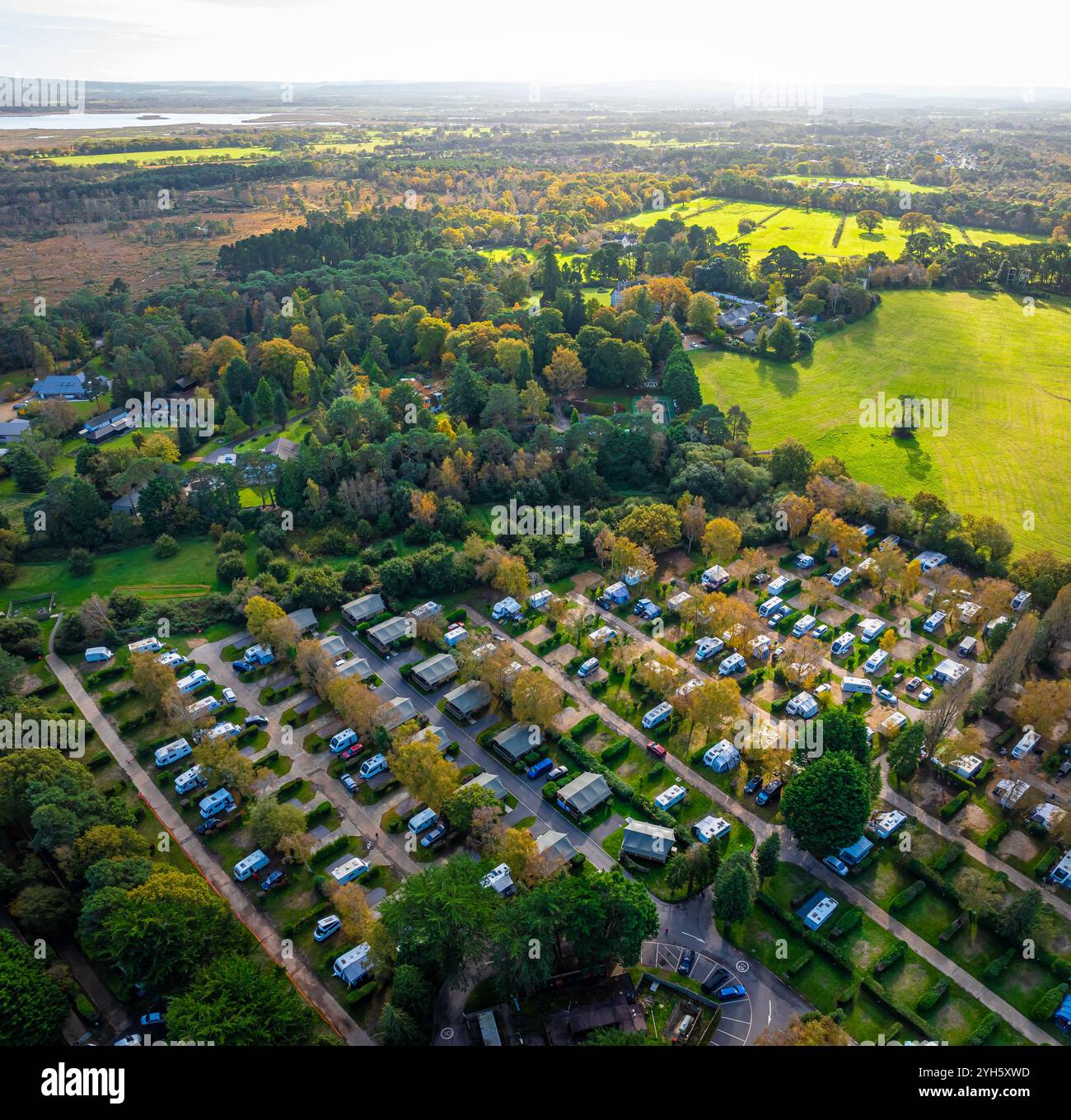 Aerial view of caravan park in English countryside, UK Stock Photo - Alamy