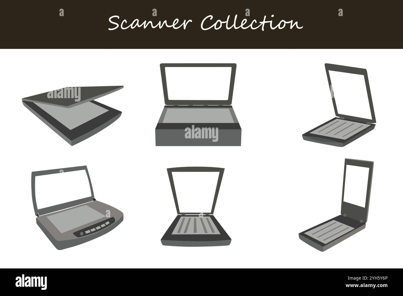 scanner collection in different poses. Vector illustration Stock Vector ...