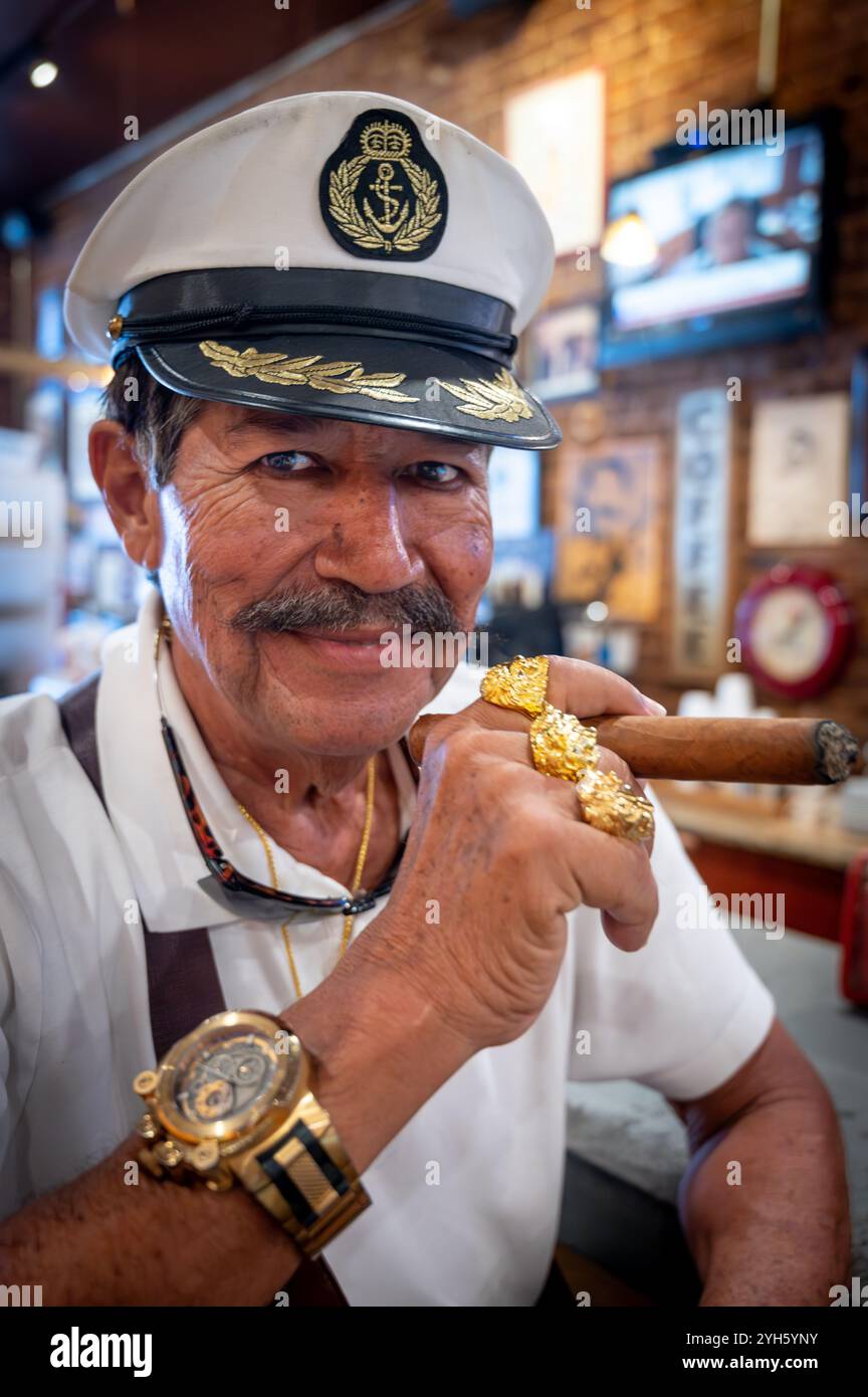 Ybor City, September 27 2024 -- A man smoking in a cigar shop Stock ...