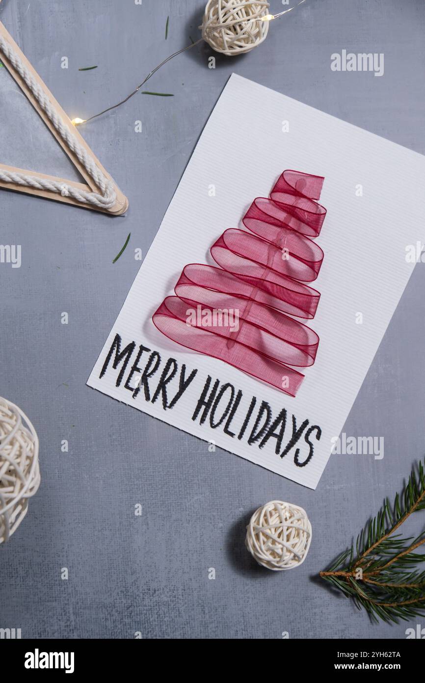 Christmas tree ribbon Sustainable Christmas preparation Diy process of ...