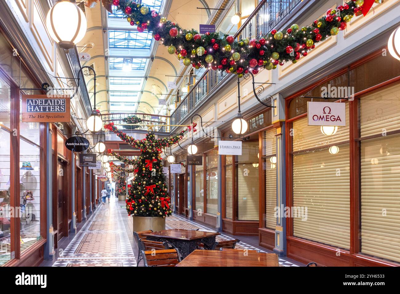 Christmas trees and decorations in historic Adelaide Arcade, Rundell ...