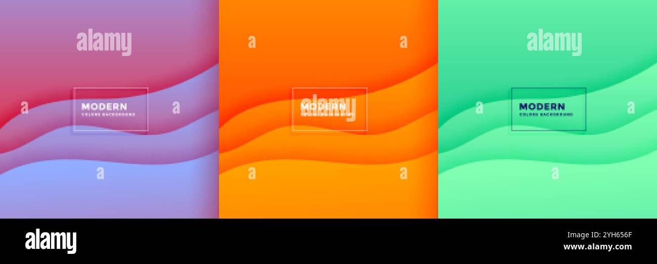 abstract minimal wave papercut background set design Stock Vector Image ...