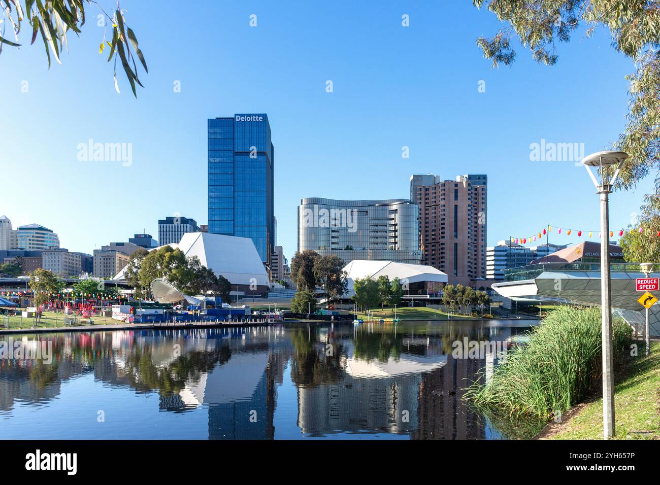 City view across River Torrens, Adelaide, South Australia, Australia ...