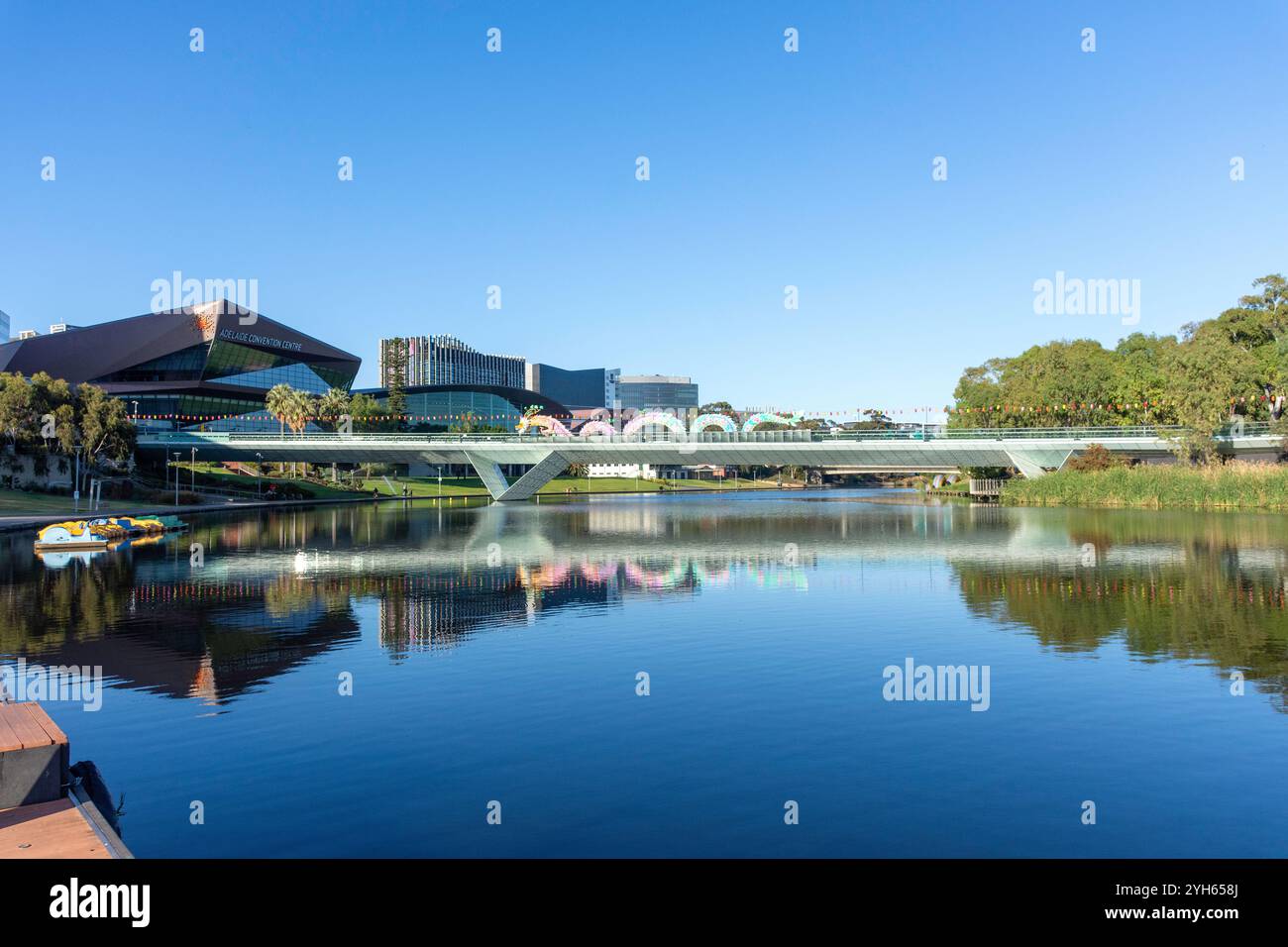 The riverbank precinct pedestrian bridge across river torrens br hi-res ...