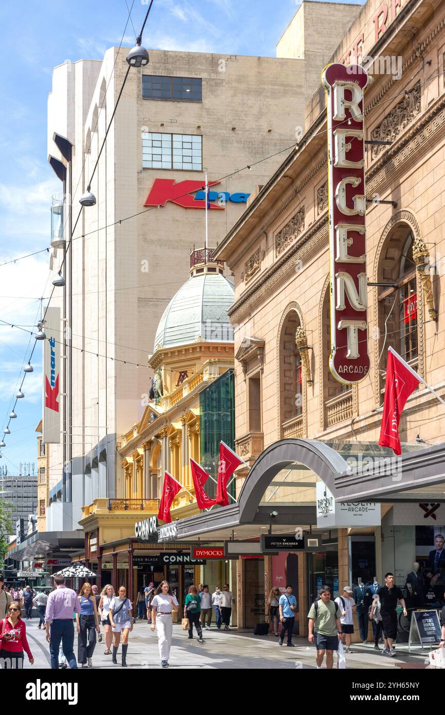 Shoppers historic facade the rundle mall entrance sign and shops hi-res ...