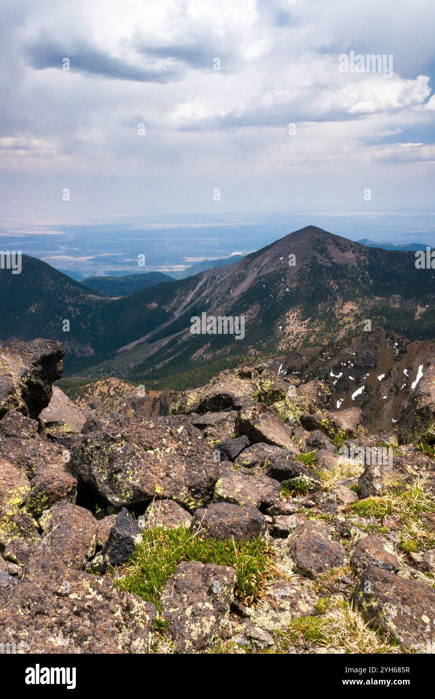 Distant peaks of the San Francisco Peaks rising below the Mount ...