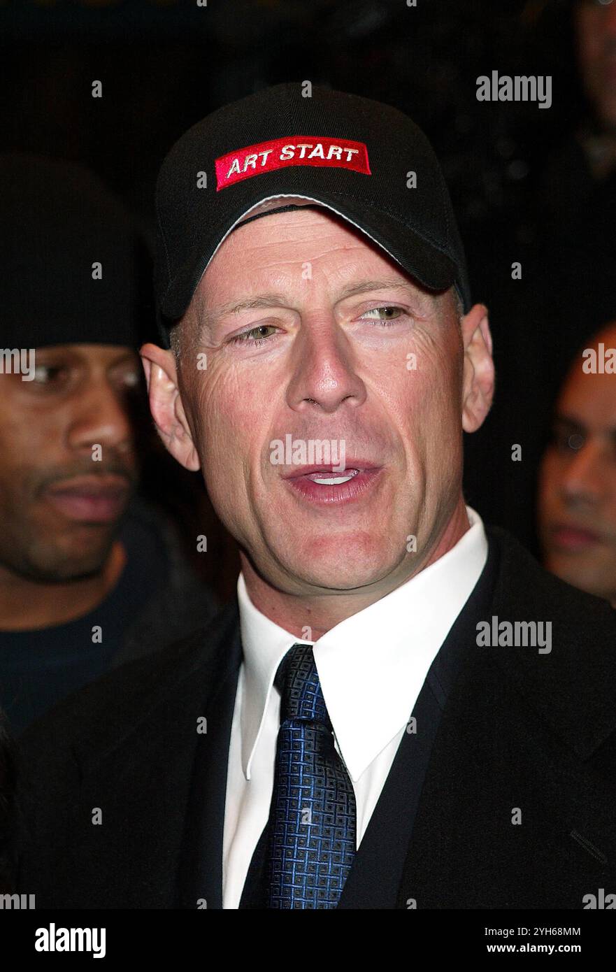 NEW YORK, NY- NOVEMBER 14: Bruce Willis wearing an Art Start baseball ...