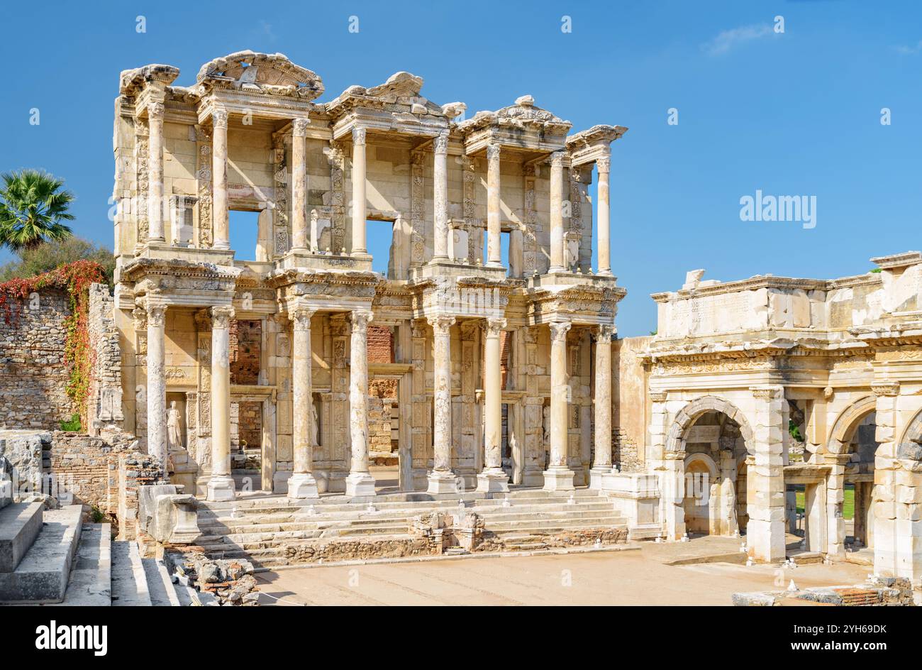 The Gate of Augustus and the Library of Celsus, Ephesus Stock Photo - Alamy