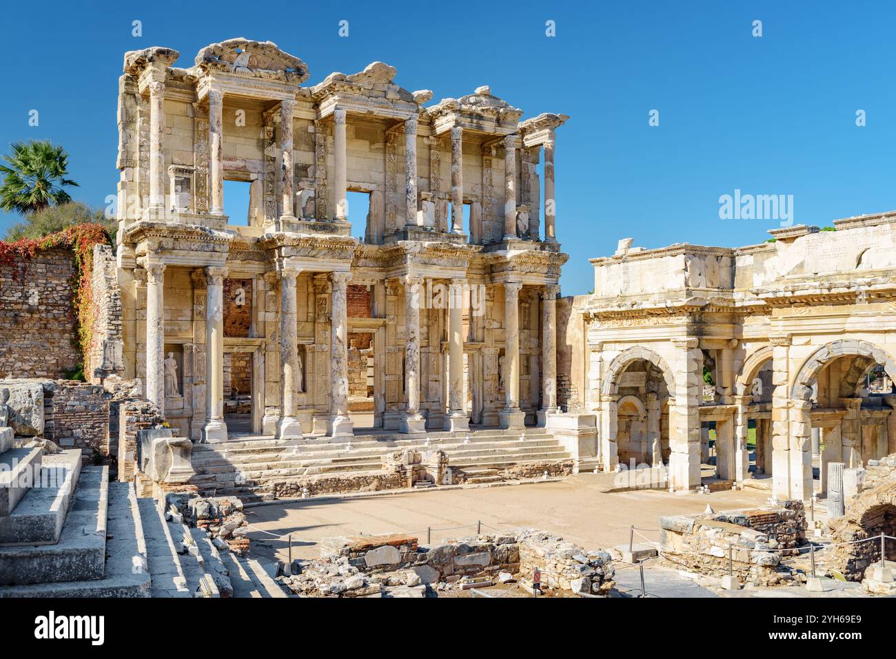 The Gate of Augustus and the Library of Celsus, Ephesus Stock Photo - Alamy
