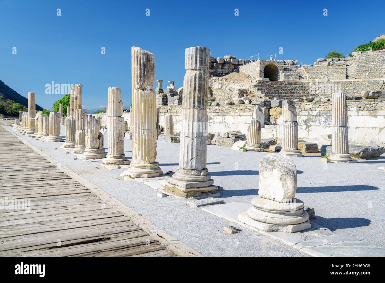 Awesome view of columns in Ephesus (Efes) at Turkey Stock Photo - Alamy