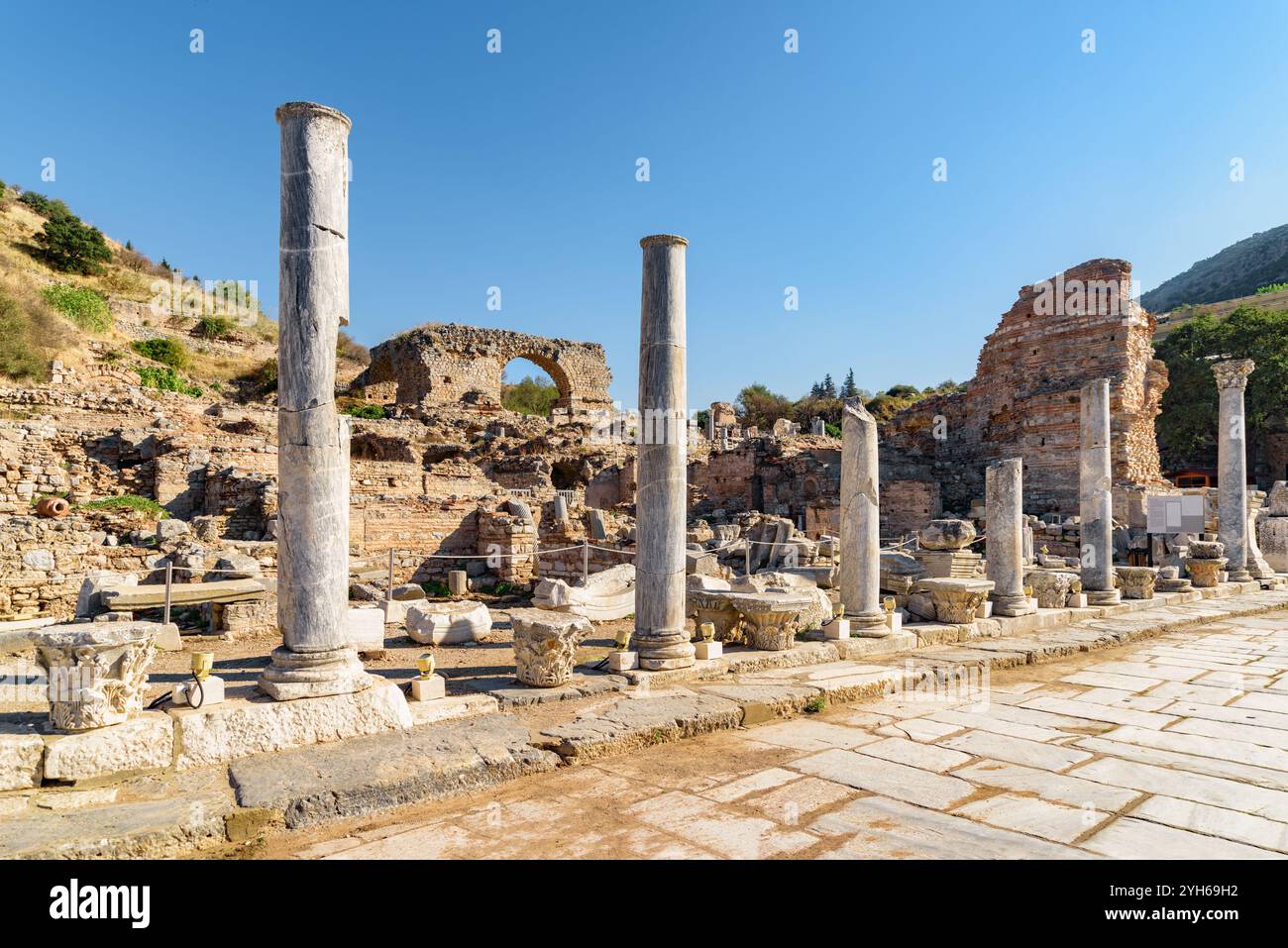 Awesome view of columns in Ephesus (Efes) at Turkey Stock Photo - Alamy