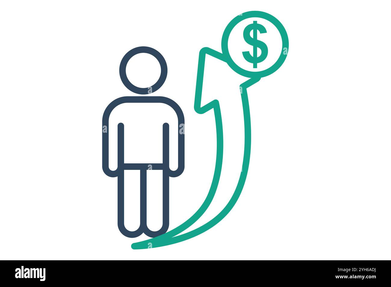 Progress icon. line icon style. people with up arrow and dollar. icon ...