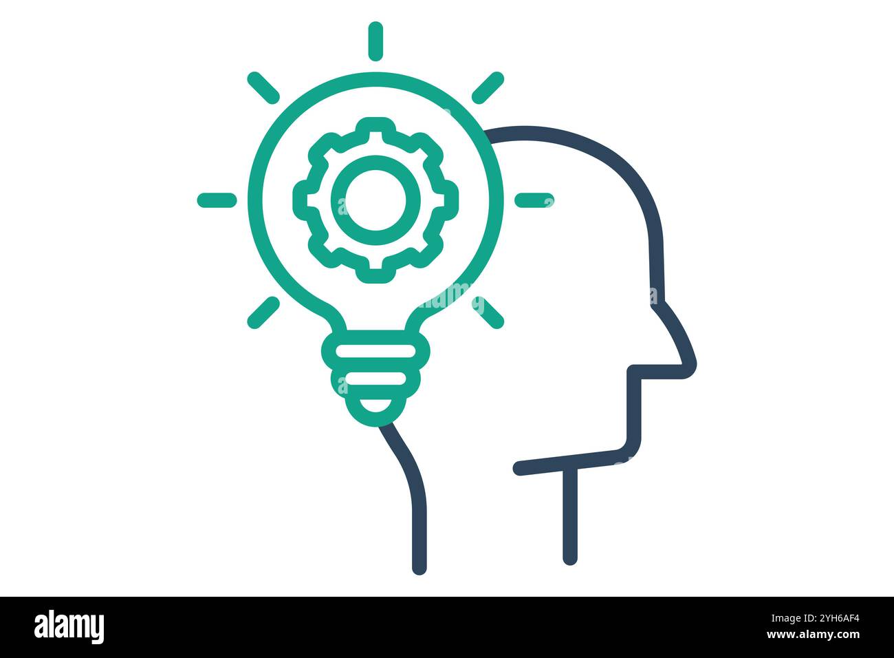 Skills icon. line icon style. head with light bulb and gear. icon ...
