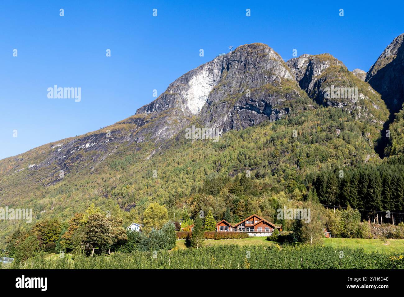 Loen skylift, a cable car which lifts people up to the top of Mt Hoven ...