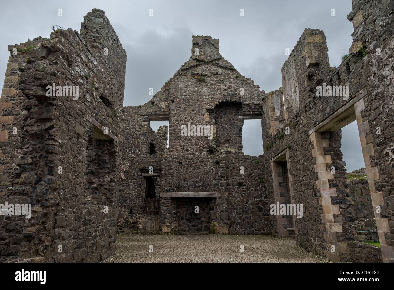 Ruins of Dunluce Castle in Northern Ireland, with the remains of its ...