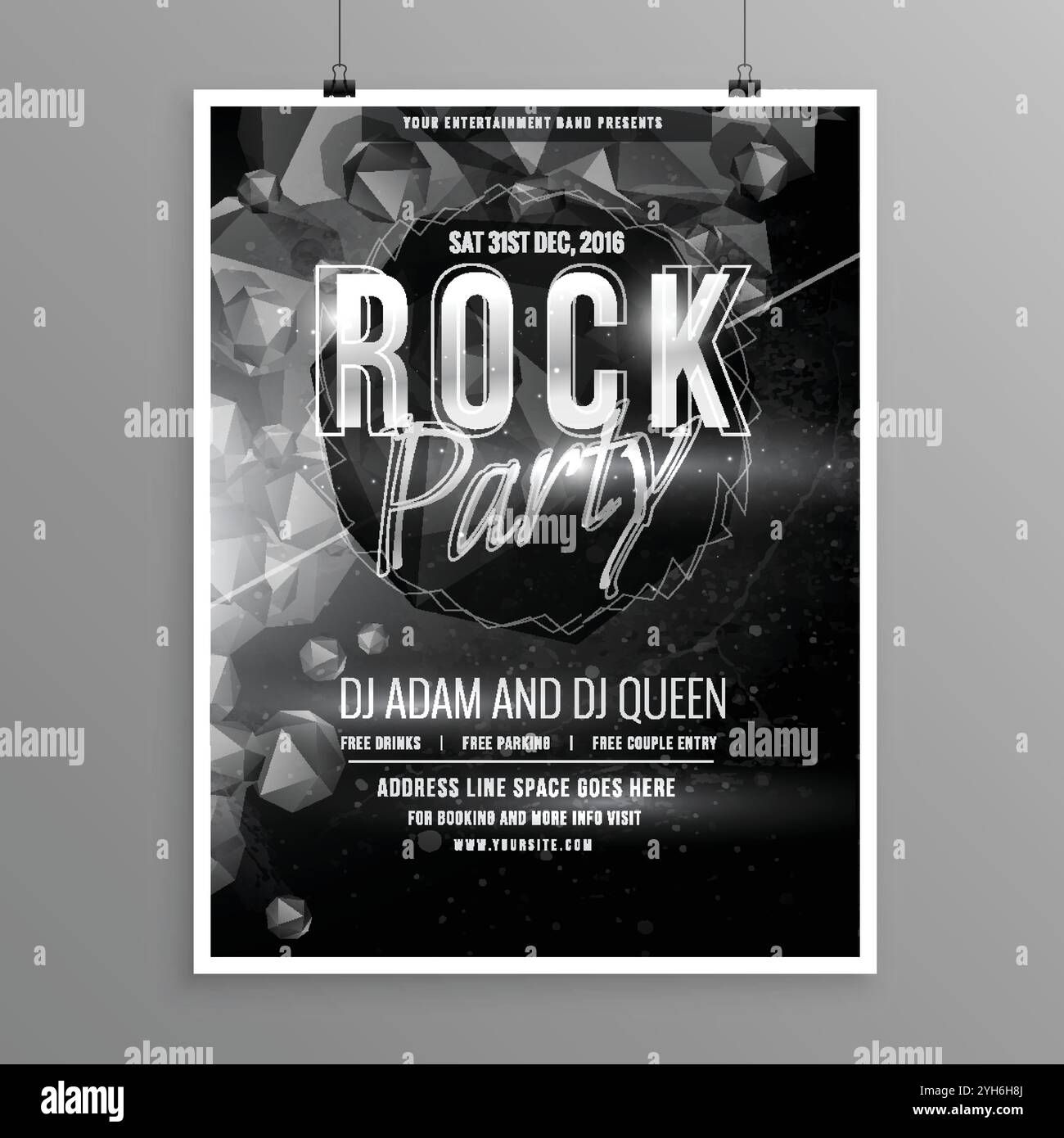 black rock music party flyer poster template Stock Vector Image & Art ...
