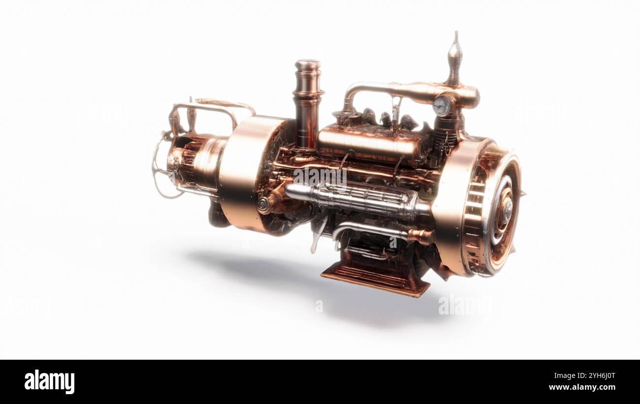Steampunk engine complex fantastic machine vintage style 3d render ...