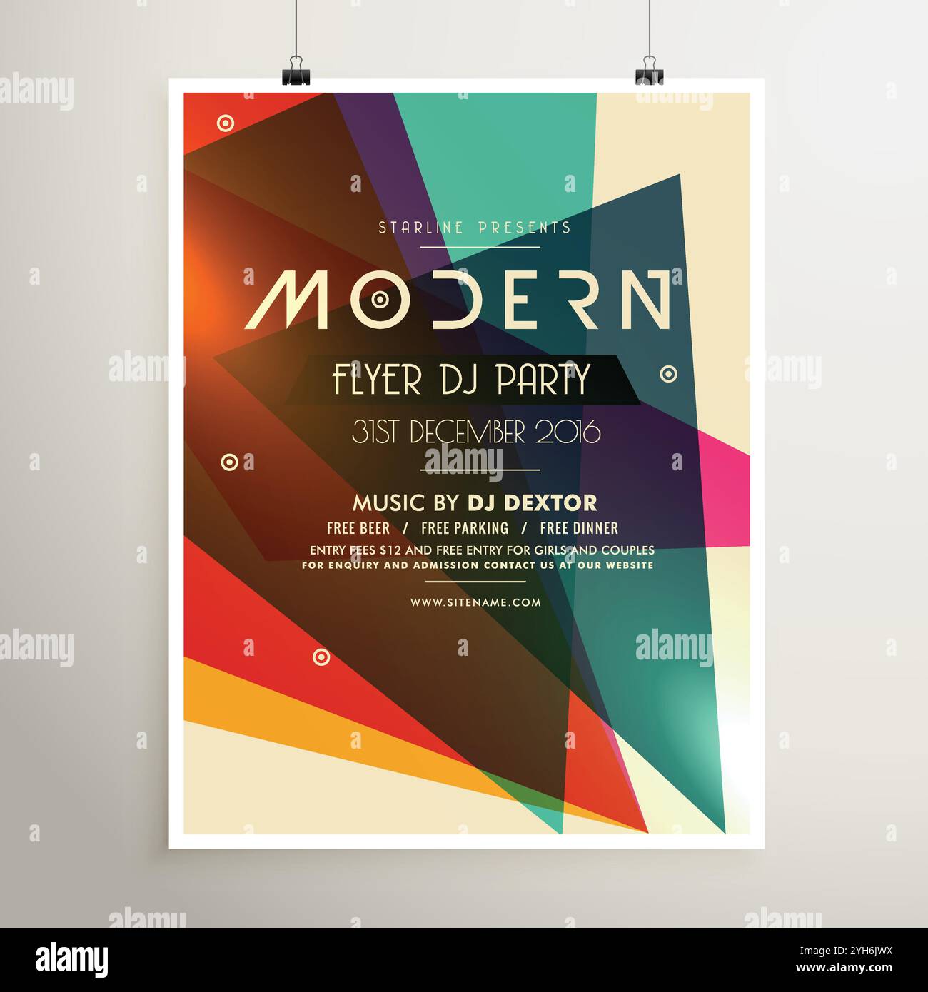 modern retro style party flyer poster template Stock Vector Image & Art ...