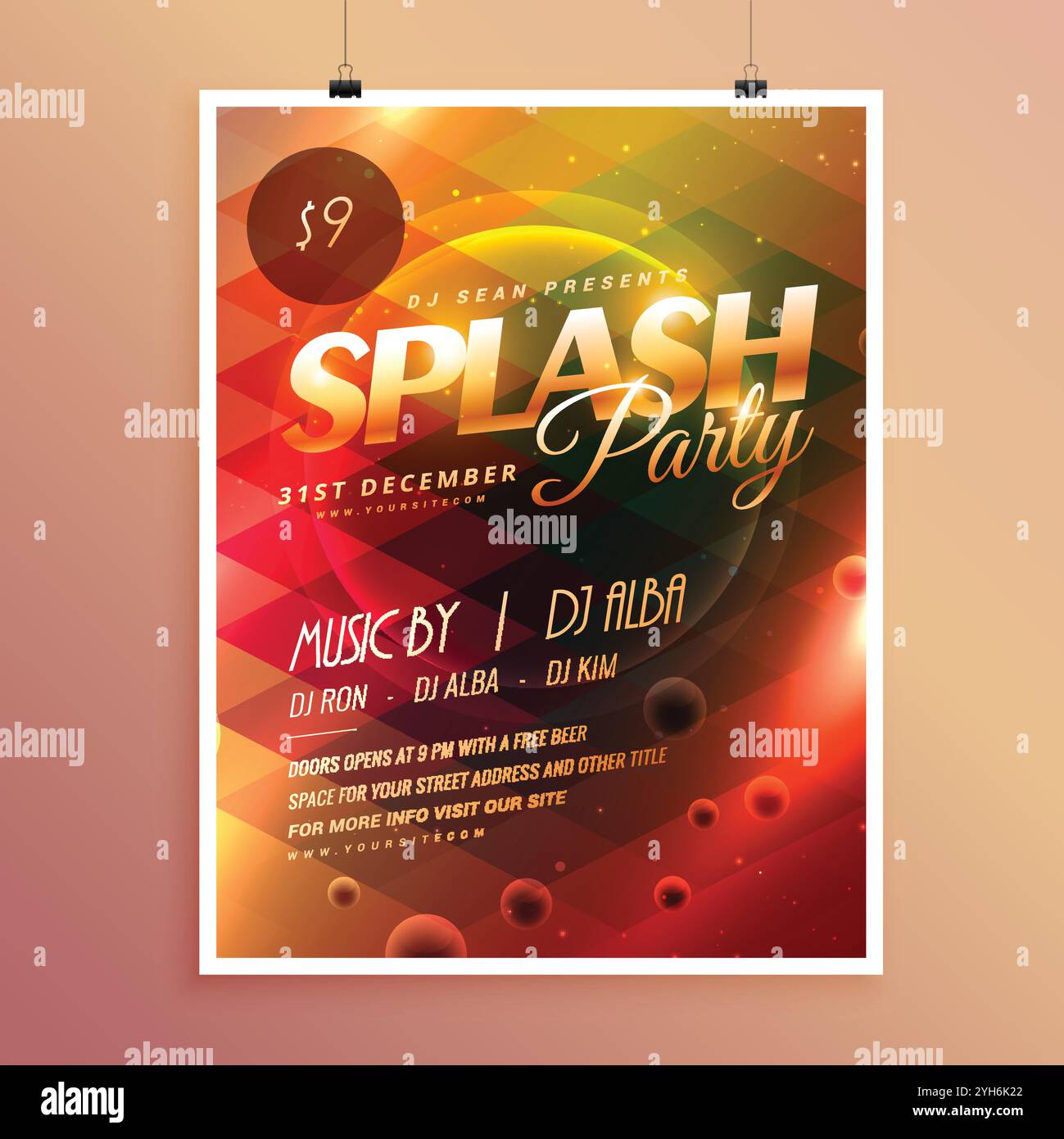 colorful splash party invitation flyer poster template Stock Vector ...