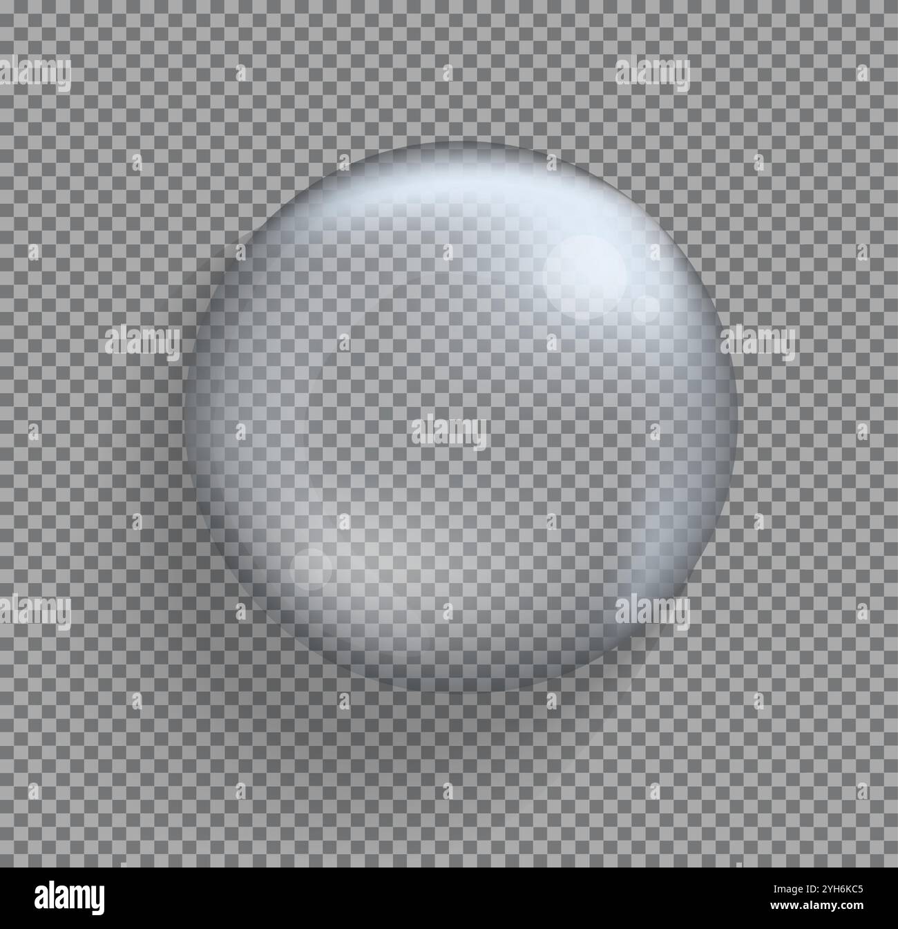Realistic 3d glass sphere ball on checkered background. Vector ...