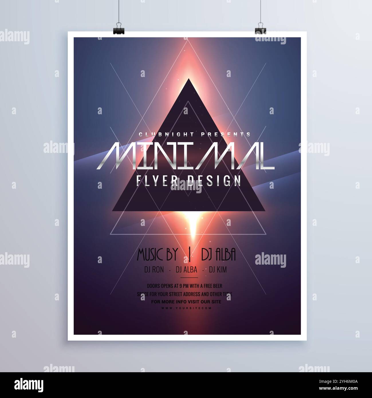 minimal space theme flyer template design with shiny light effect Stock ...