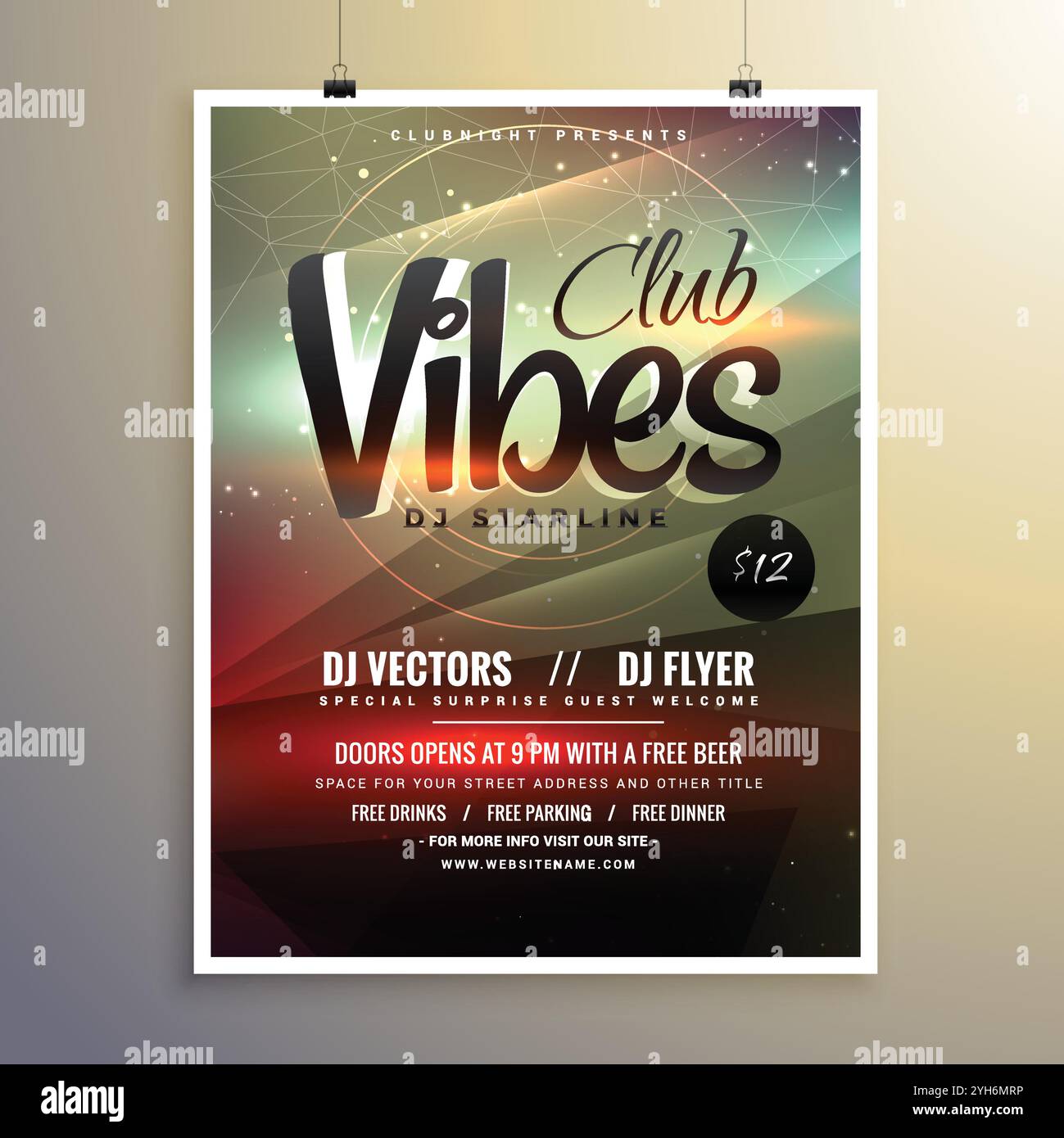 abstract party music flyer brochure template with beautiful light ...