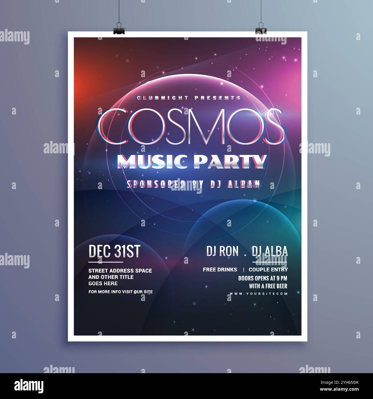 cosmos music party event flyer template in modern creative style Stock ...