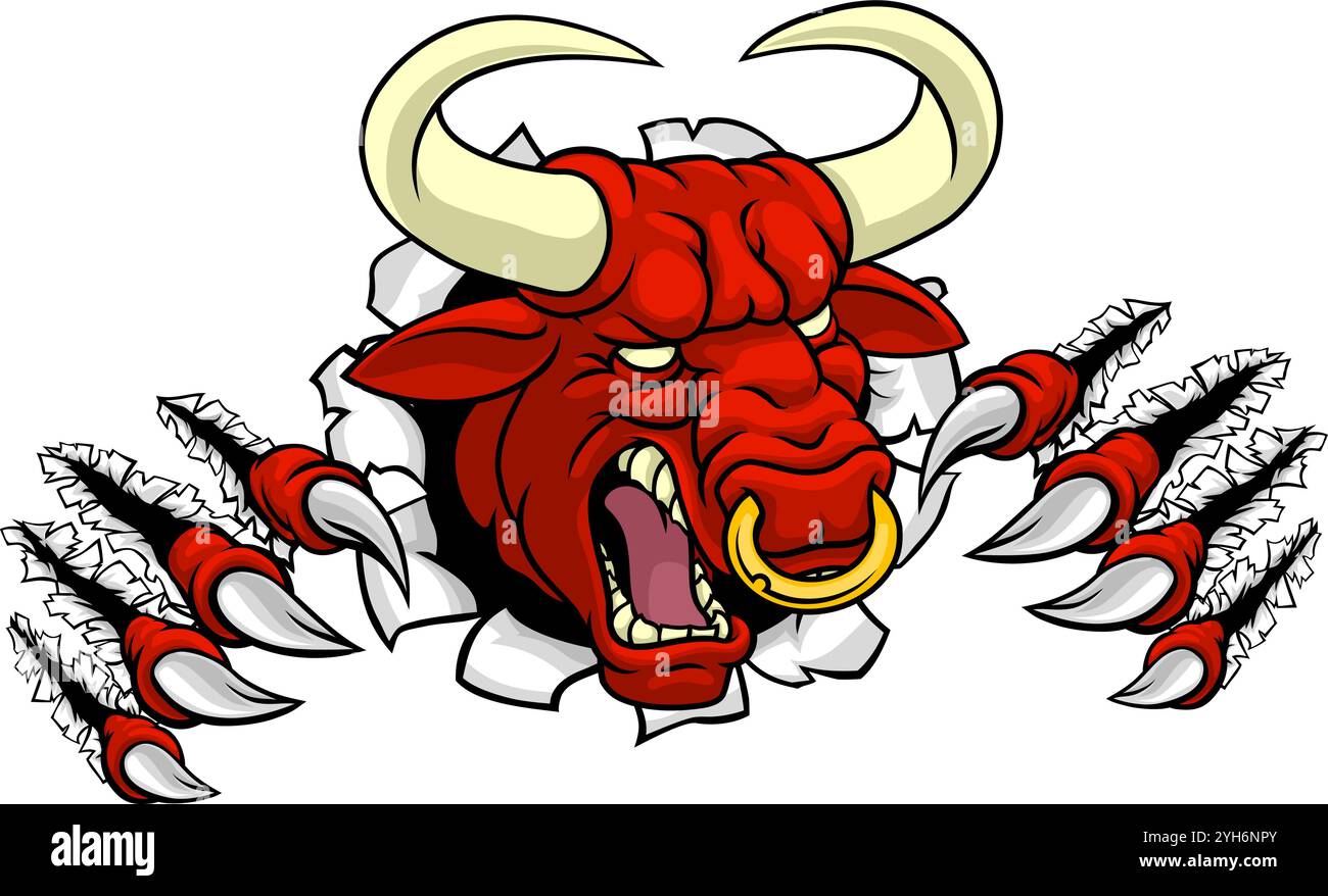Bull Minotaur Longhorn Monster Cow Mascot Cartoon Stock Vector Image ...