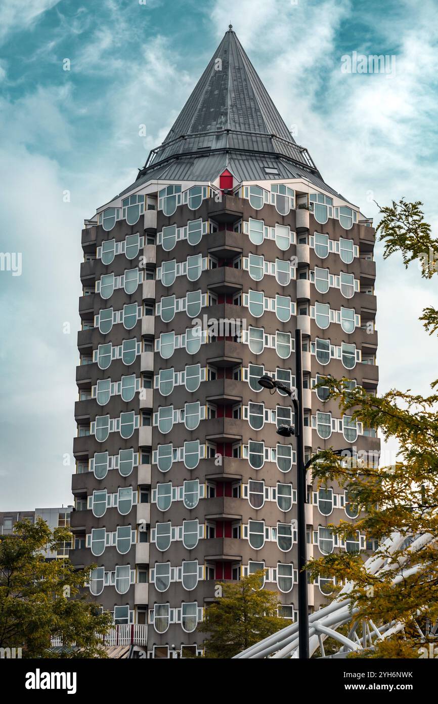 Rotterdam, NL - OCT 10, 2021: The Blaaktoren is a residential tower on ...