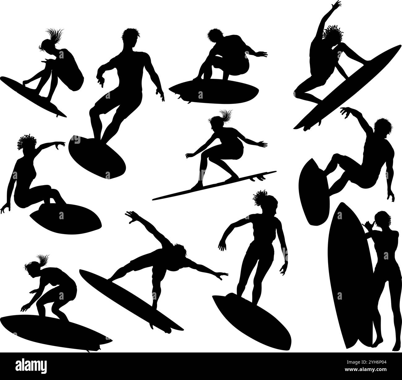 Boy and girl surfers Stock Vector Images - Alamy