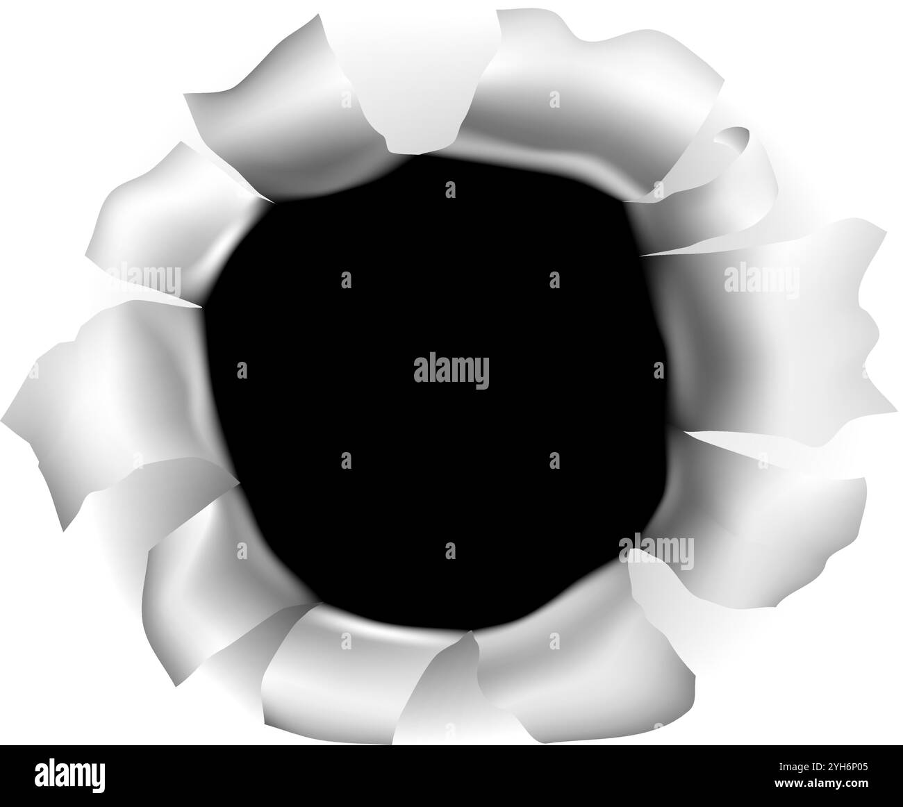 Bullet Hole Metal Paper Rip Gun Shot Through Wall Stock Vector Image ...