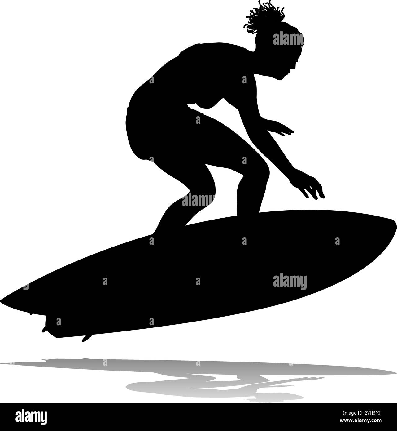 Woman Surfer Surfboard Female Surfer Silhouette Stock Vector Image ...