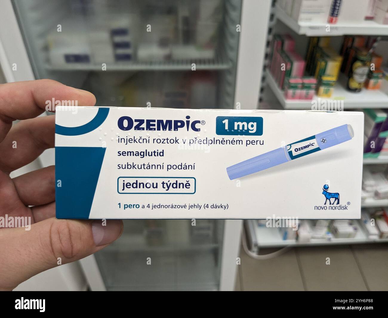 Ozempic box of medication Novo Nordisk. Diabetes treatment in Czech ...